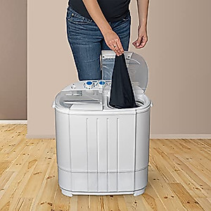 Deco Home Compact Washing Machine with Twin Tub for Wash and Spin Dry, Portable, Built-in Gravity Drainage System, Agitation Wash Cycles, Use Less Soap and Water, for Dorms, Apartments, RVs