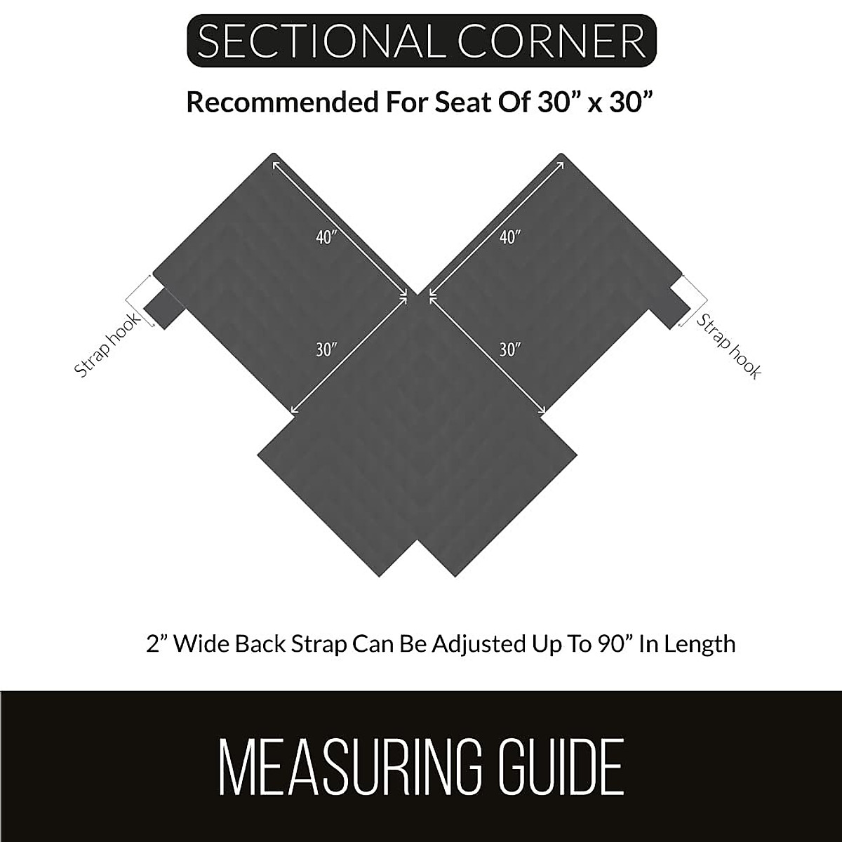 Sofa Shield Patented Sectional Slip Cover, Large Cushion Protector, Reversible Stain and Dog Tear Resistant Slipcover, Quilted Microfiber 30x30” Seat, Washable Covers for Dogs Pets Kids, Charcoal