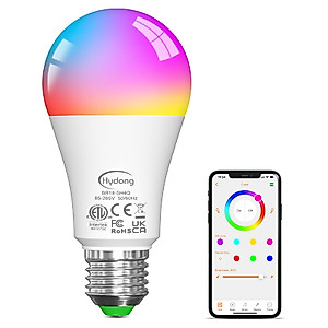 HYDONG Smart Light Bulbs, 15W Color Changing Light Bulbs Compatible with Alexa Only, A19 Alexa Light Bulbs, Tunable 2700K-6000K E26/E27 Bluetooth LED Lights for Bedroom, Living Room 1Pack