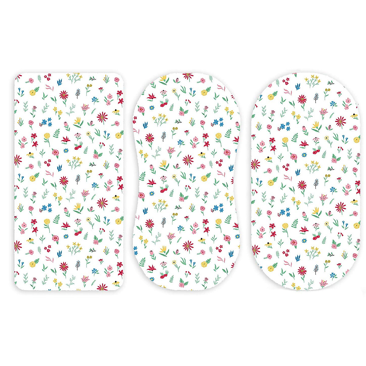 Bassinet Sheet Floral Premium Organic Cotton, Cradle and Bassinet Mattress Sheets, Breathable and Super Soft Standard Fitted Sheet for Oval, Hourglass, and Rectangle Mattresses (Bassinet)