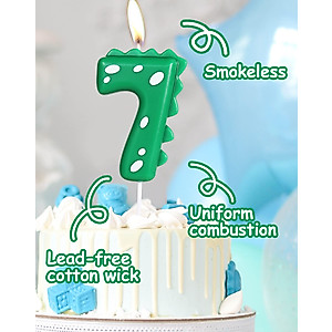 3rd Birthday Candles, Number 3 Candle, Dinosaur Party Decorations for Birthday, Green Happy Birthday Candle for Cake, Handmade Numeral Candle Dino Theme Cake Topper Anniversary Party Decor