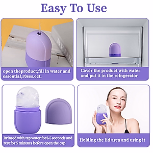 Ice Roller Mold-Ice Roller for Face and Eye，Beauty Cube Brighten Skin &Enhance Natural Glow &Remove Fine Lines，Facial Beauty Ice Roller Skin Care Tools (Oval, purple)