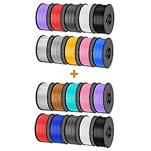 2500g 3D Printer Filament Bundle Multicolor, SUNLU ABS Filament&SUNLU PETG Filament, 10 Pack+10 Pack
