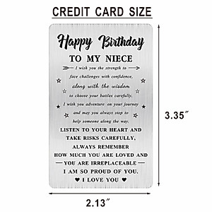 Alotozo Niece Birthday Card, Happy Birthday Gifts to My Niece, Bday Engraved Wallet Card Inserts for Niece
