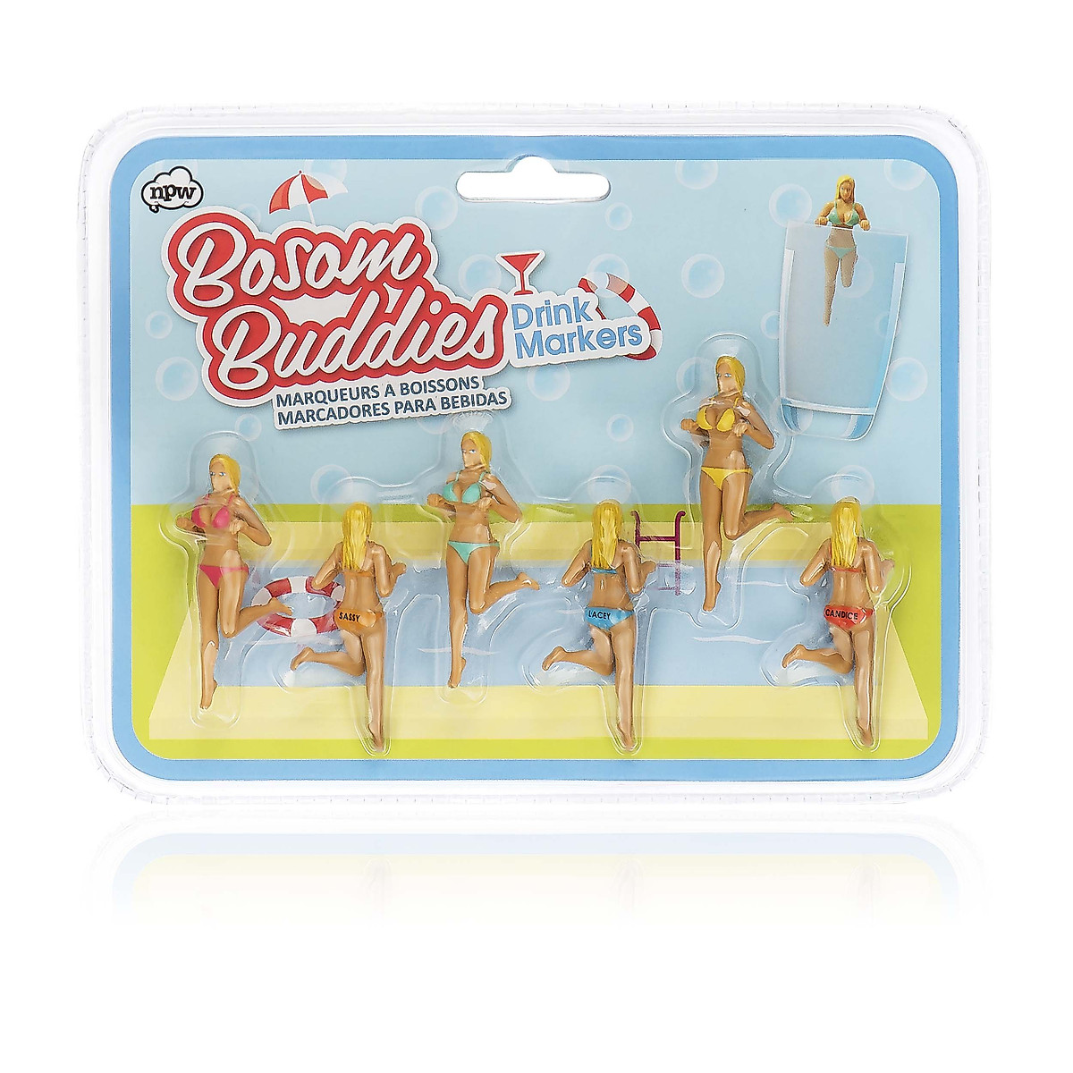 NPW Bosom Buddies Cocktail/Wine Glass Markers, 6-Count