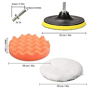 Yesallwas Car Foam Drill Polishing Pad Kit 8Pcs,4 Inch Buffing Pads Kits drill buffer attachment,thin sanding sponge for Drill Buffing,Car Sanding,Polishing,Waxing,Cleaning Set (4 Inch)