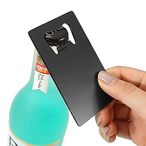 Yerwal Wallet Bottle Opener, Cool & Funny Card Size Party Wedding Favors Beer Bottle Opener for Guest,Stainless Steel (2pcs-Black and Silver)