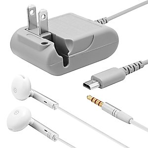 Funturbo DS Lite Charger, DS Charger Cable NDS Lite AC Adapter for Nintendo NDSL DS Lite Power Cable & Charging Cord with Earbuds Kit 5.2V 450mA (110-240v)