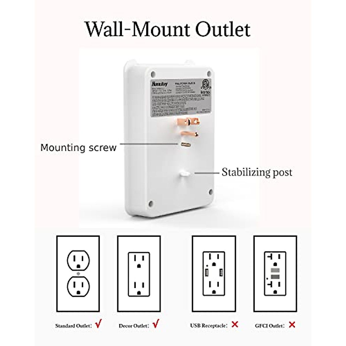 Huntkey Multi Plug Outlet 3 USB Ports 3.4 Amp with Phone Cradle, 6 AC Surge Protector Outlet 1080 Joules for Bathroom Dorm Room Office