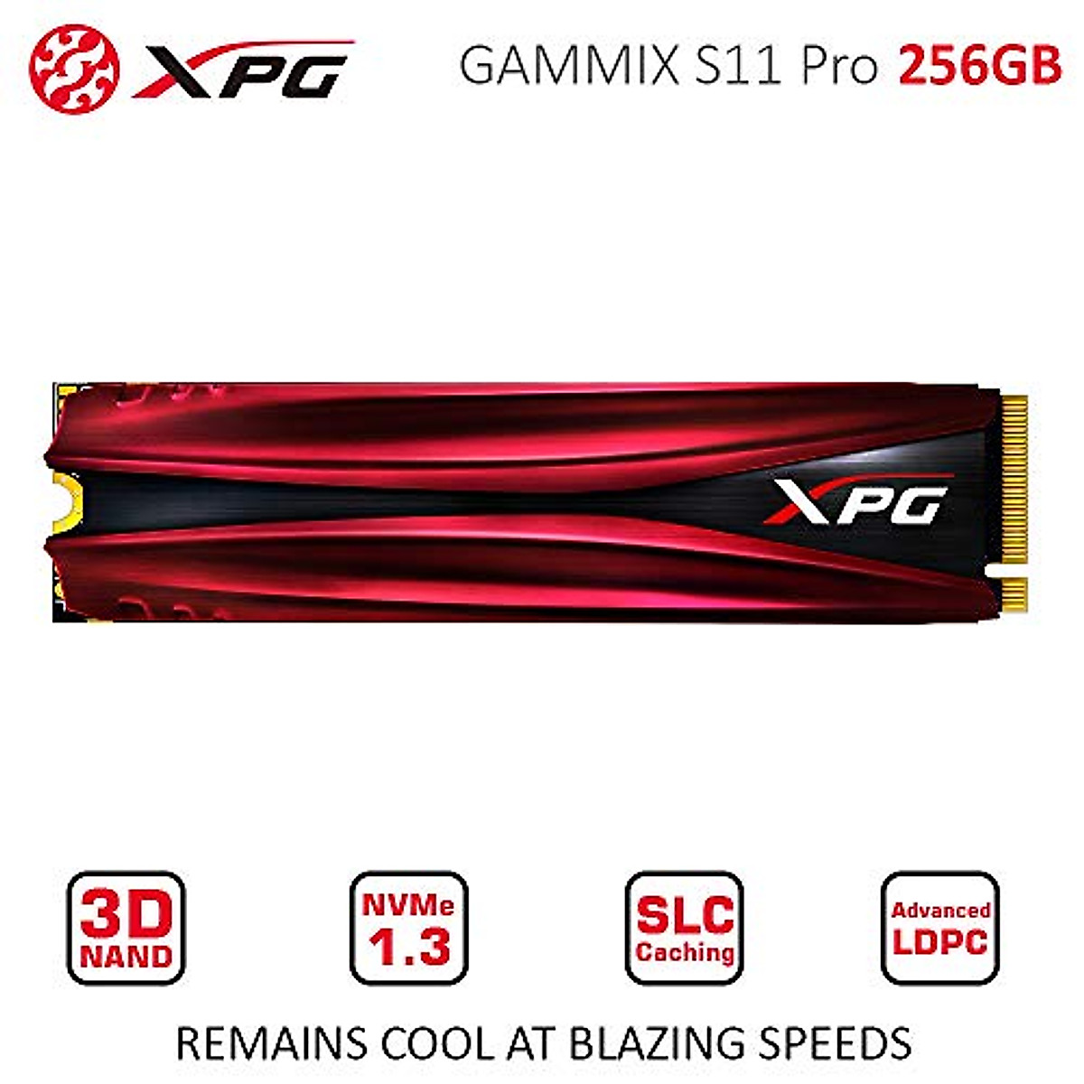 XPG GAMMIX 256GB S11 Pro 3D NAND PCIe NVMe Gen3x4 M.2 2280 SSD (AGAMMIXS11P-256GT-C)