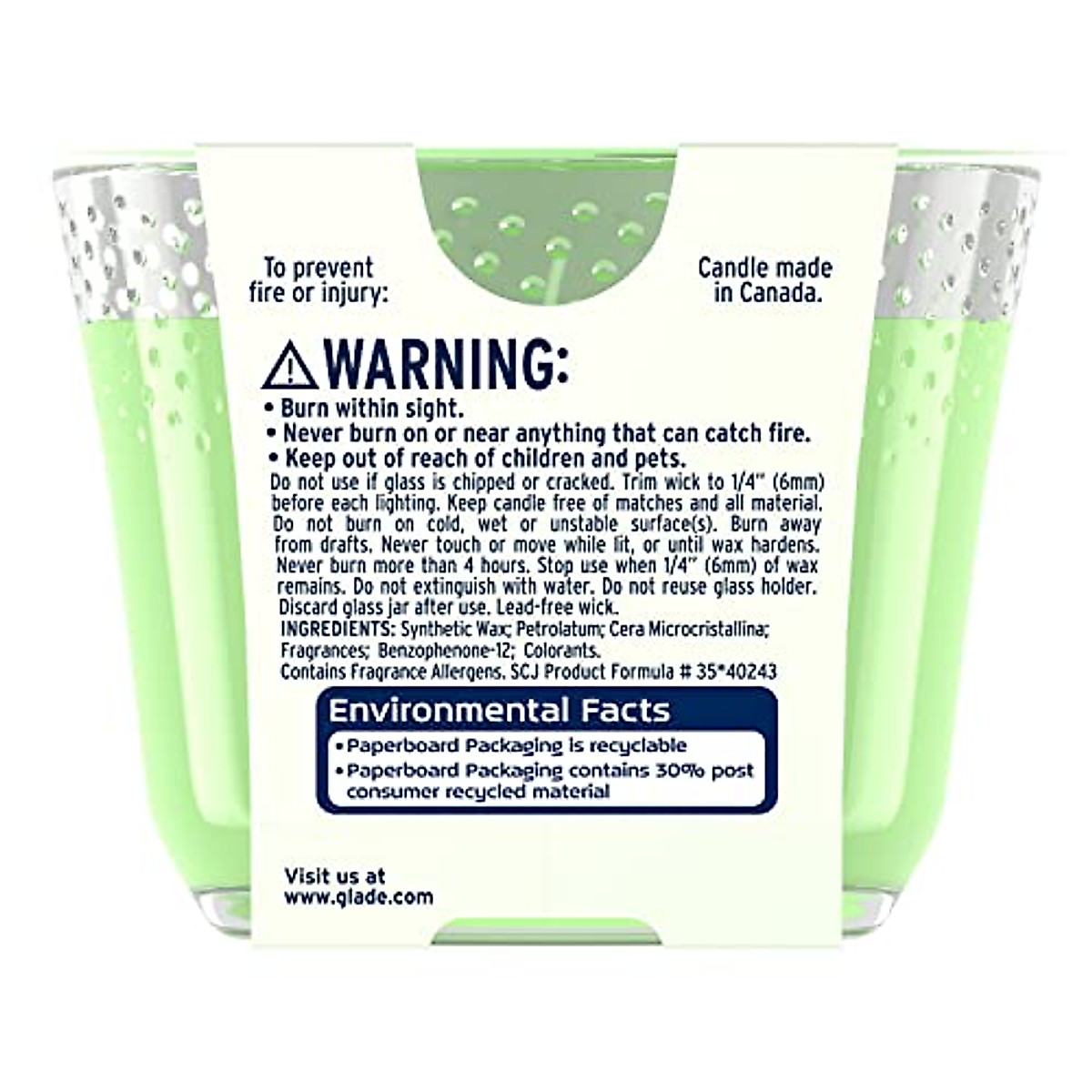 Glade Candle Bamboo & Waterlily Bliss, Fragrance Candle Infused with Essential Oils, Air Freshener Candle, 3-Wick Candle, 6.8 Oz