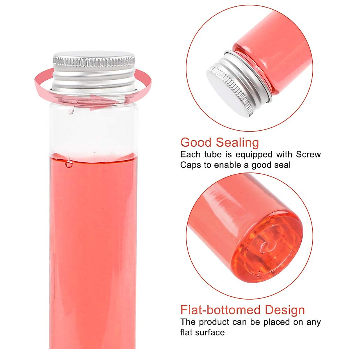 DEPEPE 18pcs 115ml Clear Flat Plastic Test Tubes with Screw Caps 30 x 180mm with 3 Funnels and 1 Brush, Large Test Tubes Containers for Bath Salt Candy Storage