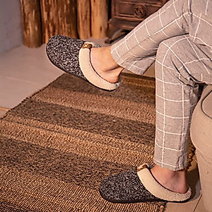 ULTRAIDEAS Mens Slip On Slippers, Sherpa Lined House Shoes with Memory Foam for Indoor Outdoor, Machine Washable (Meteorite Grey, Size 9-10)