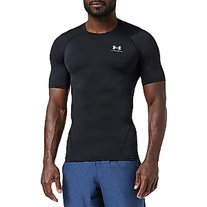Under Armour Men's Armour HeatGear Compression Short-Sleeve T-Shirt , Black (001)/White, Large