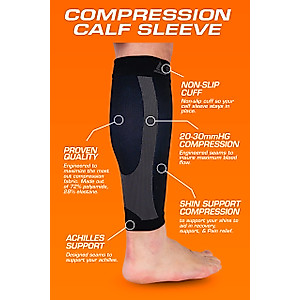 Calf Shin Splint Compression Sleeve Medical Graded 20-30mmHg | Shin Splint Relief, Swelling Reduction, Blood Circulation