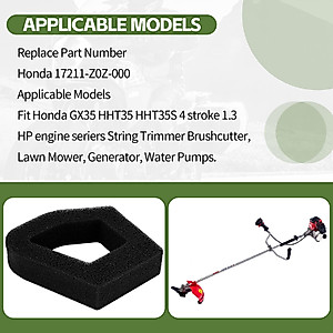 2 Pack 17211-Z0Z-000 Air Filter Replacement for Honda GX35 GX35NT GX 35 HHT35S 35cc String Trimmer Brush Cutter