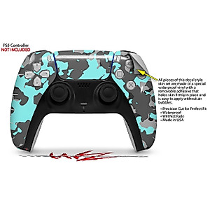 WraptorSkinz Skin Wrap compatible with Sony PS5 DualSense Controller WraptorCamo Old School Camouflage Camo Neon Teal (CONTROLLER NOT INCLUDED)