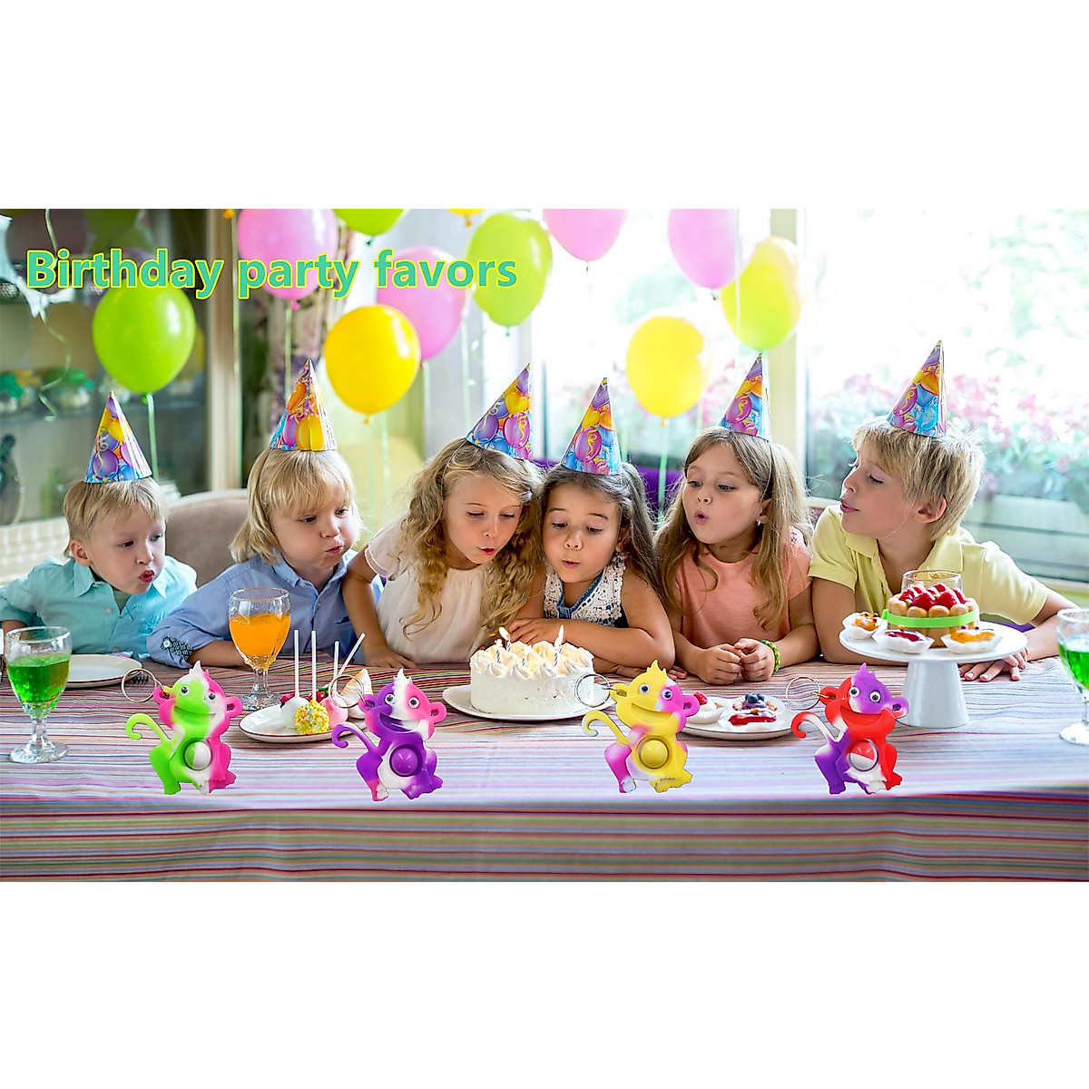 HOZKEAP 24 Packs Monkey Bulk Mini Pop Keychain，Birthday Gift Party Favors Supplies,for boy and Girl Student Award Gift…