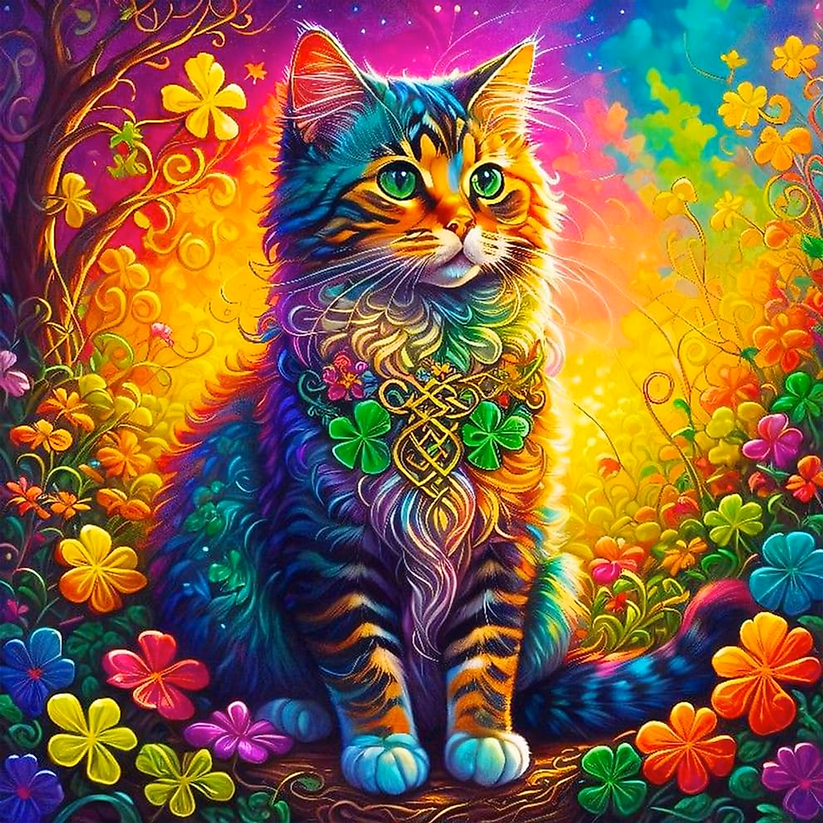 Stalente Diamond Painting Kits for Adults, 5D DIY Diamond Art Kits for Beginners Round Full Drill Diamond Painting for Home Wall Decoration Gift 12×12inch, Cat