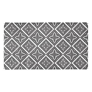 Bath Tub Shower Mat - Anti-Slip PVC Material 15.1x26.8 in, Gentle Cushioning Quick Drying Suction Cups Reliable Solution - Geometric Flowers Pattern - Gray Non-Slip Floor Mat