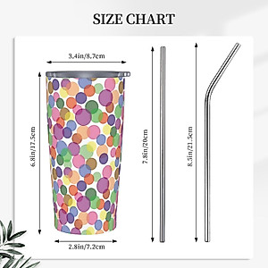 20 Oz Tumbler with Lid and Straw, colorful Polka dot cute Insulated Tumbler Stainless Steel Cups, Personalized Coffee Tumbler Travel Mug Water Bottle