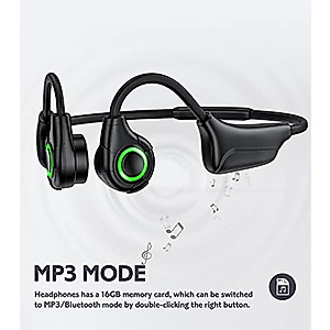 NAGFAK Bone Conduction Headphones Bluetooth Open Ear Running Headset Wireless with Mic Headphones Sport IP67 Waterproof Headphone Built-in 16GB Memory Cool Breathing Light
