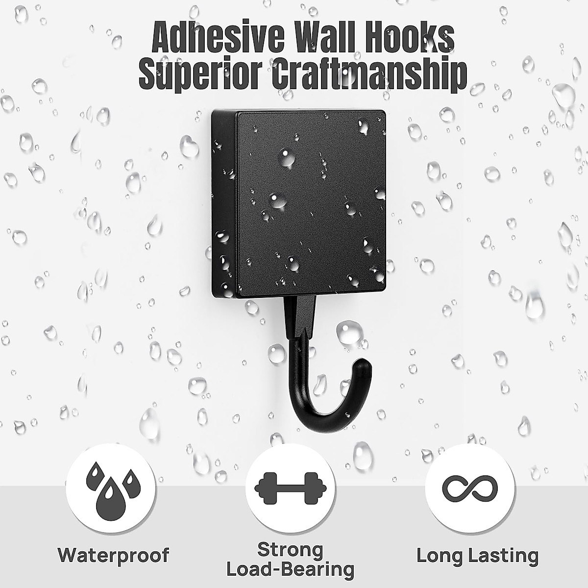 8 Pack Adhesive Hooks, Wall Key Hooks with Strong Adhesive Pad, Plastic Key Holder, Hooks for Hanging for Coat Hooks, Key Hooks, Hat Hooks, Adhesive Wall Hooks for Bedroom Bathroom Kitchen