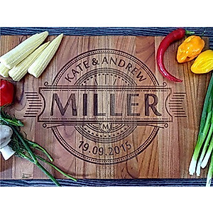 Algis Crafts | Personalized Chopping Board - MONOGRAM with Family name & date | Custom Cutting Board | Housewarming Gifts, Birthday, Anniversary Gift | Laser Engraved Wooden Cutting Board