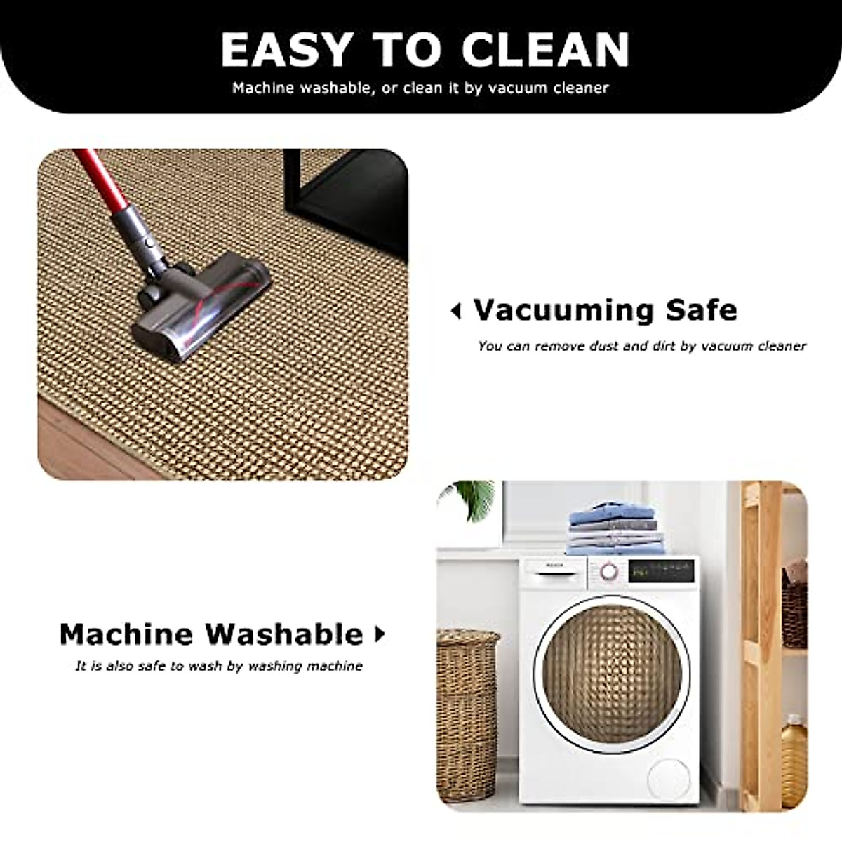 KOZYFLY Boho Rugs for Entryway 2x3 ft Small Area Rugs Washable Rugs Rubber Backed Front Door Rug Natural Cotton Entrance Rugs for Front Porch Bathroom Kitchen Bedroom