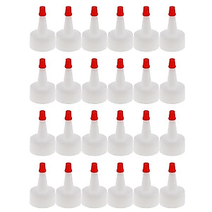 E-outstanding Red-Tip Cap 24PCS Red Plastic Pointed Mouth Bottle Caps Yorker Dispensing Caps Pointed Mouth Bottle Cap Replacement Tip Caps for Squeeze Bottle Glue Bottles Dispensing Cap