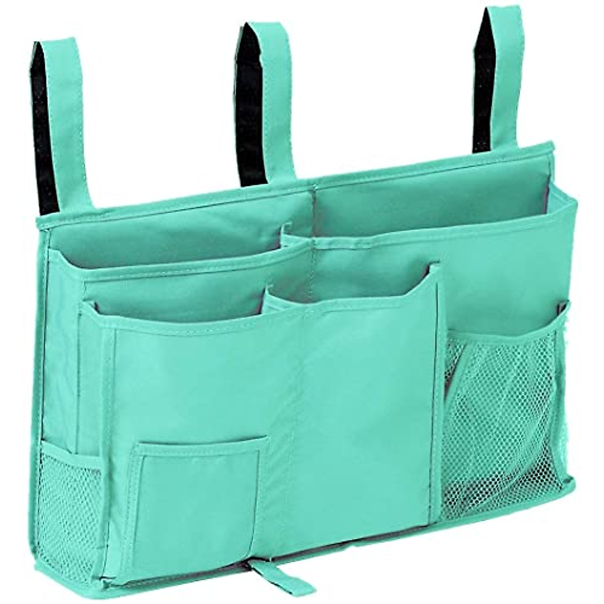FUNYU Bedside Storage Caddy, Hanging Storage Organizer Bag with 8 Pockets for Bunk Dorm Rooms, Hospital Bed Rails, Baby Bed, Camp (Green)