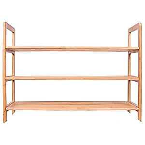 BirdRock Home 3 Tier Free Standing Shoe Rack with Handles - Bamboo - Wood - Closets and Entryway - Organizer - Fits 9 Pairs of Shoes