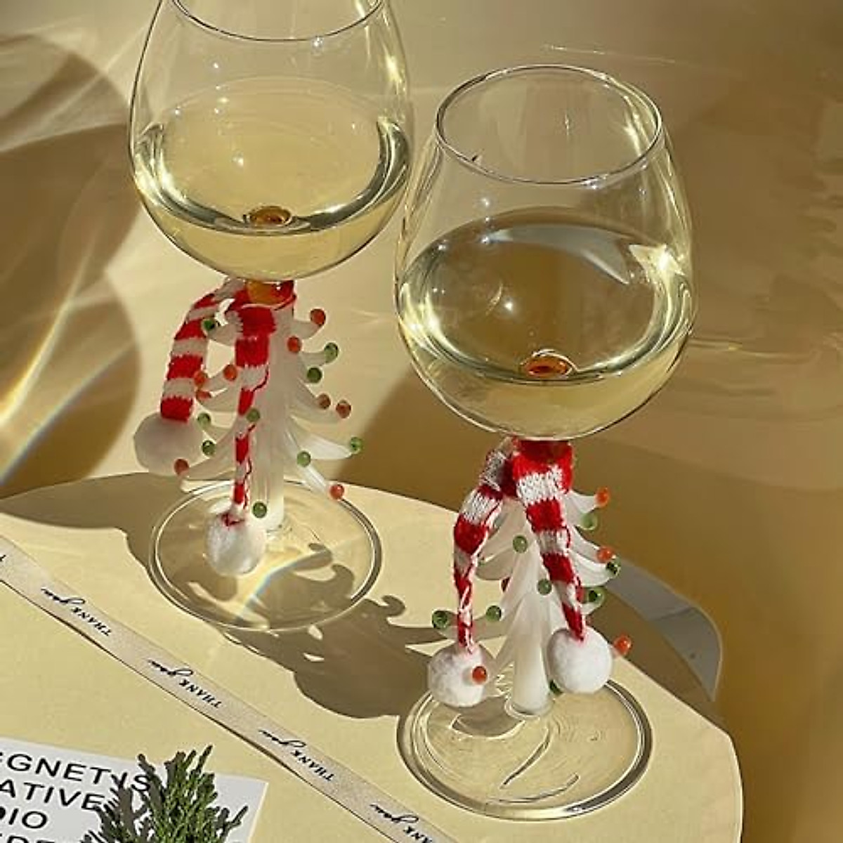 Ywmsfl 3D Drinking Glass Cup With Christmas Tree Figurine Inside Stemless Glass For Wine Water Milk Goblet-Drinking Glass Cup