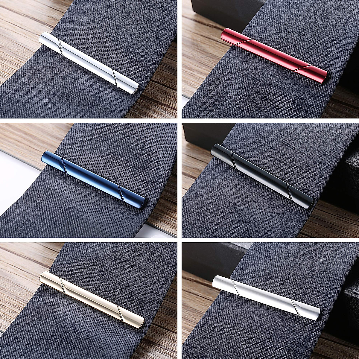 FUNRUN JEWELRY 12PCS Mens Tie Clips Set Black Tie Bar Clip for Regular Ties Necktie Wedding Business Clips with Gift Box