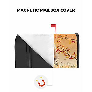 Fall Squirrels Magnetic Mailbox Covers Standard Size 18x21 Inch, Maple Leaves Autumn Mailbox Wraps Mailbox Post Cover Seasonal Fall Thanksgiving Holiday Mailbox Decor for Outside Garden Yard