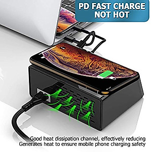 FUHAOXUAN 8-Port USB Fast Charger 100W USB hub Fast Charging Station Compatible with All Phone iPhone 11/11 Pro / 11 Pro Max iPhone X/XR/XS/XS Max iPhone 8/8 Plus