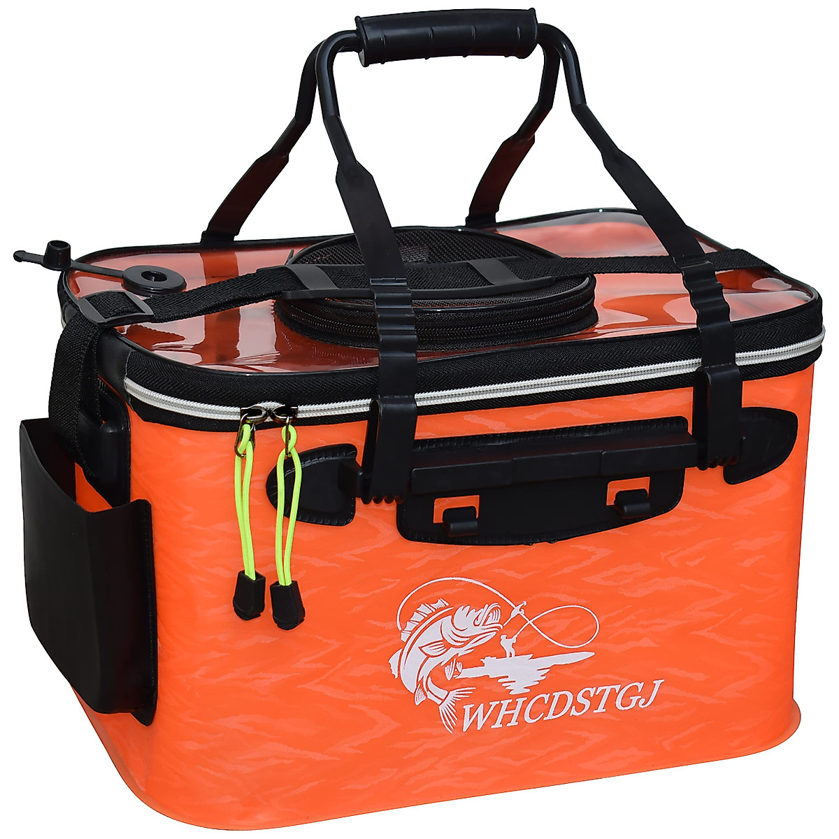 WHCDSTGJ Transparent Top Cover Fishing Bucket, Foldable Fish Bait Bucket, Multifunctional Minnow Bucket, Live Fish Container, Fish Protection Bucket, Outdoor Camping Fishing Bag.