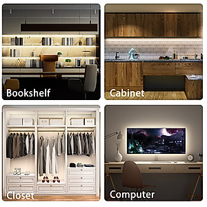 LAFULIT 10 PCS Under Cabinet Lights Kit, Stick on Lights, Flexible Led Strip Lights with Remote and Power Adapter, for Kitchen Cabinet Shelf Desk Counter Corner, 4000K Neutral White, 16.4ft