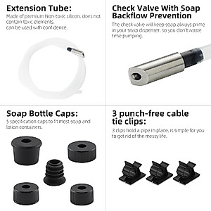Sink Soap Dispenser Extension Tube Kit, 47" Under Counter Gappo Soap Dispenser Tube with Upgraded Metal Check Valve for Kitchen Sink, Never Fill The Little Bottle Again White