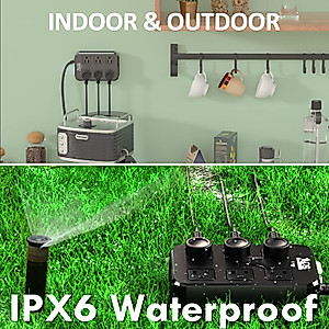 IPX6 Outdoor Power Strip Weatherproof, Waterproof Surge Protector with 6 Wide Outlet with 3 USB Ports, 6FT Long Extension Cord, Wall Mountable for Outside Decorations and More UL Listed(Black)