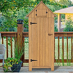 MCombo Outdoor Storage Cabinet Tool Shed Wooden Garden Shed Organizer Wooden Lockers with Fir Wood (70") 0770 (Natural)