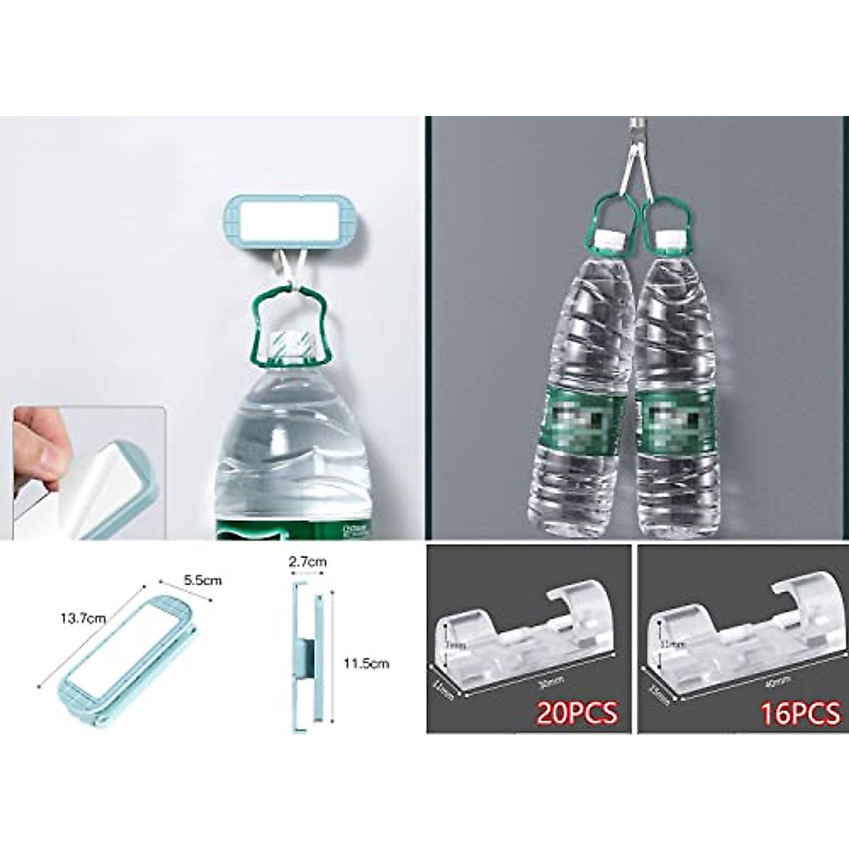 Jasni Self-Adhesive Desktop Socket Fixer Cable Organizer Wall Hanging Power Strip Holder Fixator Plug-in Removable Wall-Mounted Fixer 36 pcs Cable Clips Wire Holder Cord Management (White)