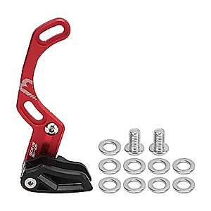Jopwkuin Cycling Chain Guide, Aluminum Alloy Easy Installation Red High Strength Bike Chain Guide Single Disc Replacement for Road Bike