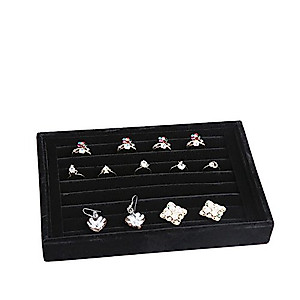 Yosoo Jewelry Ring Earrings Display Box Cufflinks Storage Tray Case Holder Organizer (Black) Jewelry Ring Insert Jewelry Box Ring Holder Inserts