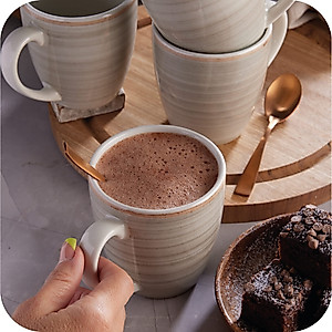 Corona Mugs set of 4 | Perfect for Coffee and Tea Lovers | Gray Caoba 12.8 oz - 380cc|4 Pieces|Ceramic|Hand Painted |Cerámica