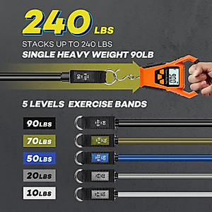 Heavy Resistance Bands for Working Out 240lbs, NITEEN Resistance Bands with Handles Weight Exercise Bands for Men Women, Workout Bands with Door Anchor and Ankle Straps Strength Training Equipment