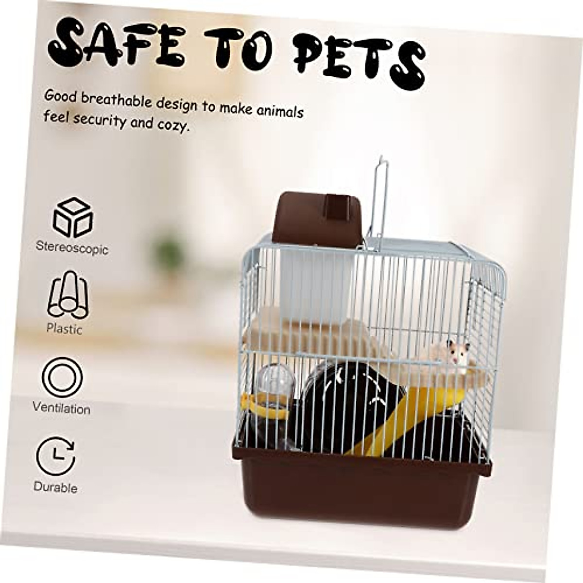 TEHAUX Hamster Cage Gerbils Castle Cage Hamster Auto Waterer Cages and Habitats Chinchilla Cage Accessories Toy Pets Exercise Accessories Hedgehog House Small Animal House Hedgehog Hut