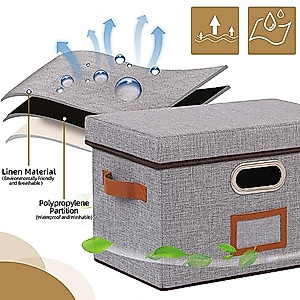 OUTBROS 6-Pack Large Collapsible Storage Bins with Lids, Foldable Fabric Storage Boxes Organizer Containers Baskets Cube with Label Window, for Home Bedroom Office, 13 * 9 * 7.9in Gray