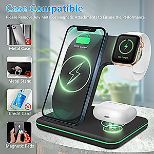 ZEBRE Wireless Charger 3 in 1, 15W Fast Charging Station Compatible with iPhone 14/13/12/11/Pro/Max/XS/Max/XR/XS/Samsung Galaxy Series, for Watch Ultra/8/7/6/5/4/3/2/1, AirPods 2/3/Pro