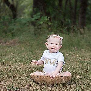 Bump and Beyond Designs Baby-Girls First Birthday Outfit Girls One Year Old Birthday Shirt White, 12-18 Months, Short Sleeve